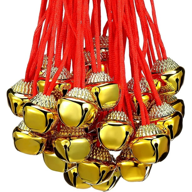64 Pieces Almi Christmas Bell Necklaces Large Gold Red Green Bell ...