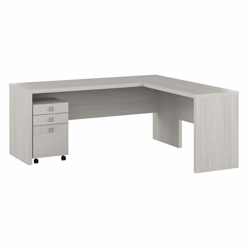 Echo 72W L Shaped Computer Desk with Drawers in Gray Sand - Engineered ...