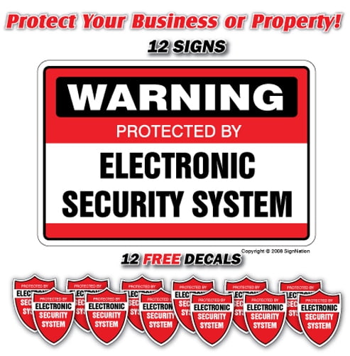 SECURITY SYSTEM SIGN ~12 Signs & 12 Free Decals~ alarm 24 Hour ...