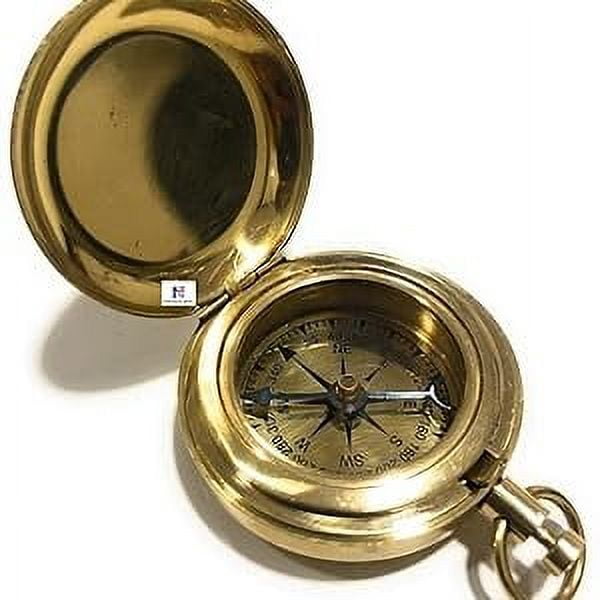 1.75" Classic Pocket Antique Style Camping Brass Push Button Compass ...