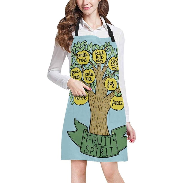 HATIART Fruit of The Spirit with Tree Adjustable Bib Apron with Pockets ...