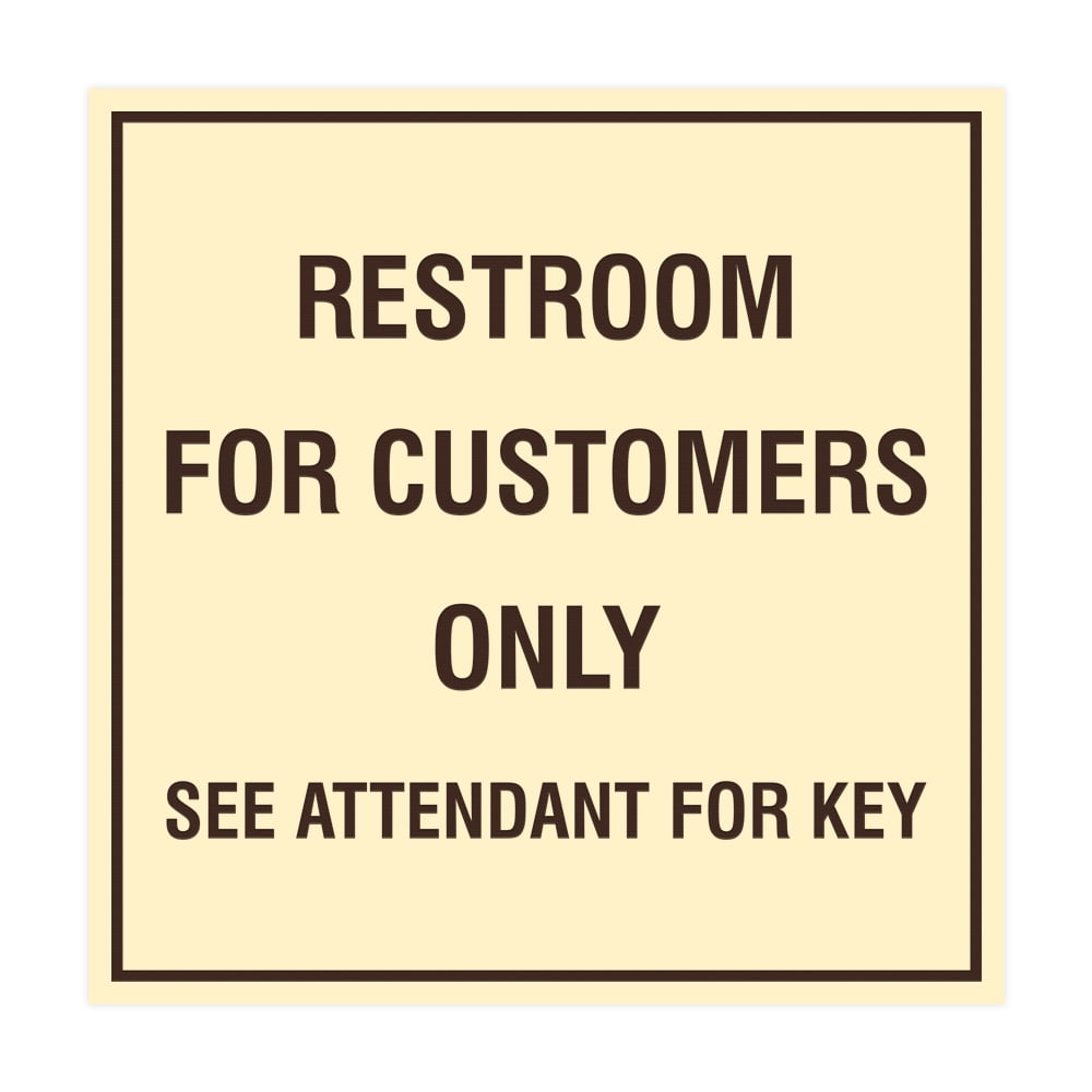 Square Restroom For Customers Sign (Ivory/Dark Brown) - Medium ...