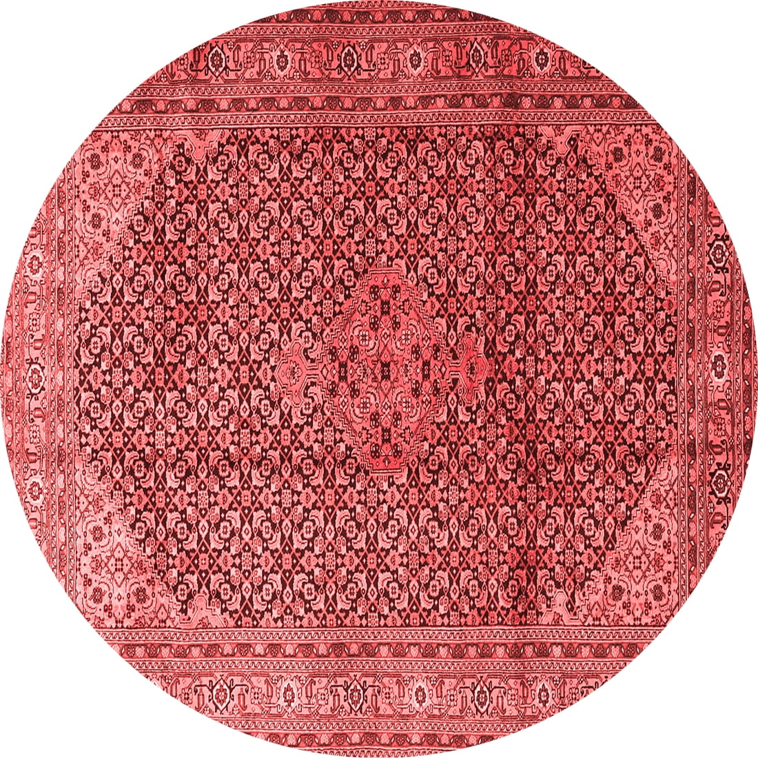 Ahgly Company Indoor Round Medallion Red Traditional Area Rugs, 8 ...