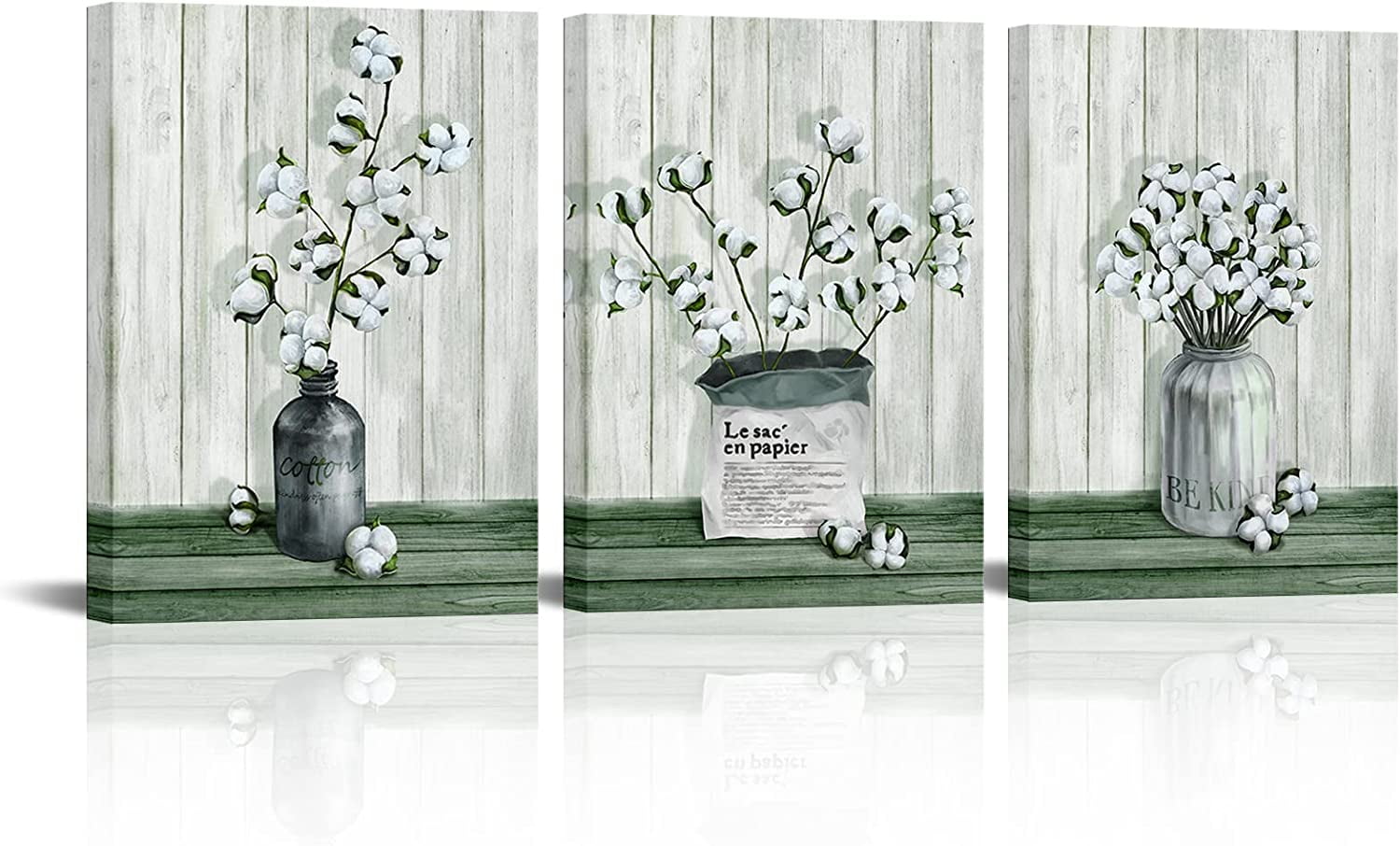 3 Piece Vintage Cotton Canvas Wall Art Rustic Themed Pictures Farmhouse ...