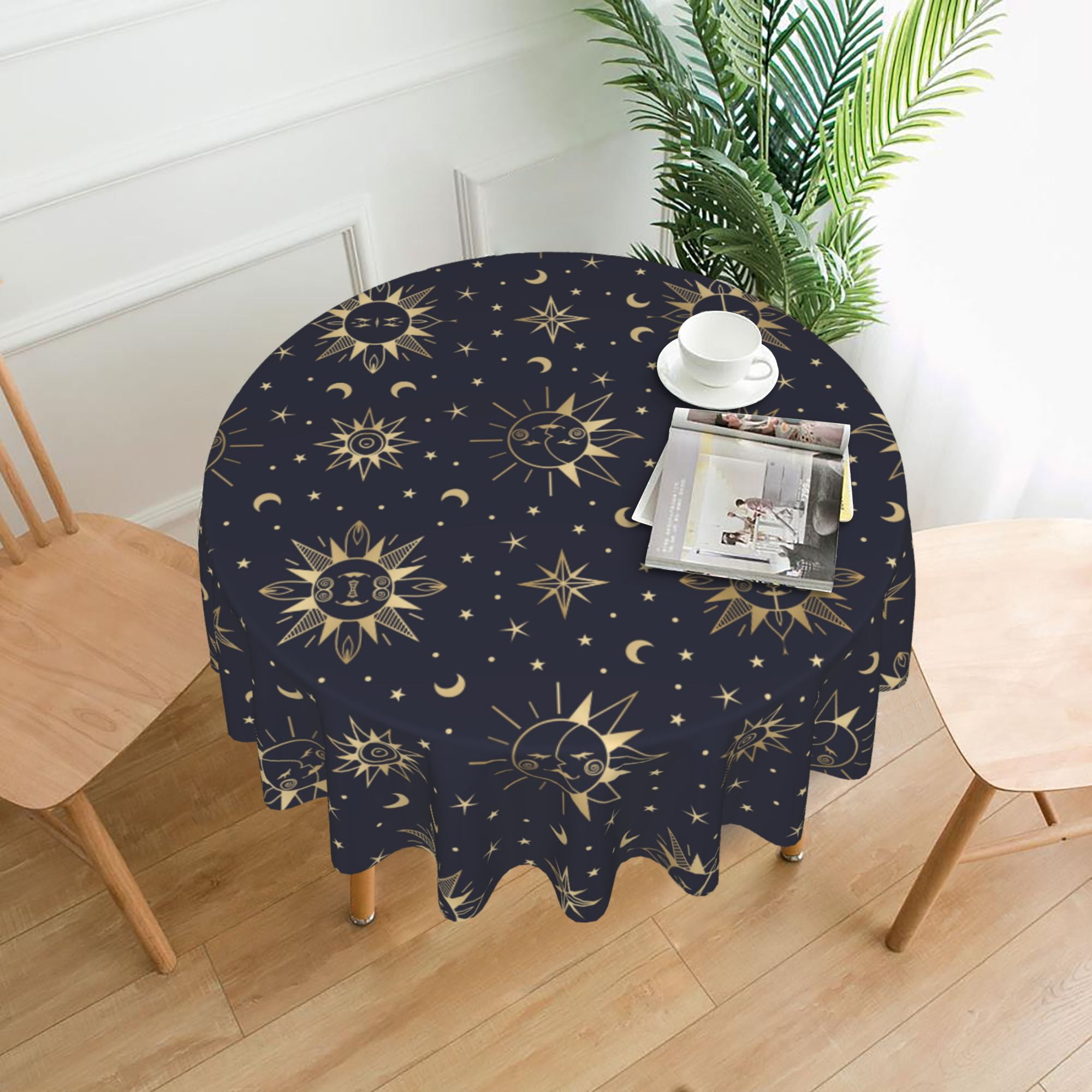 ZICANCN Round Table Cloths 60 Inch, Smile Face Sun Star Moon Table ...
