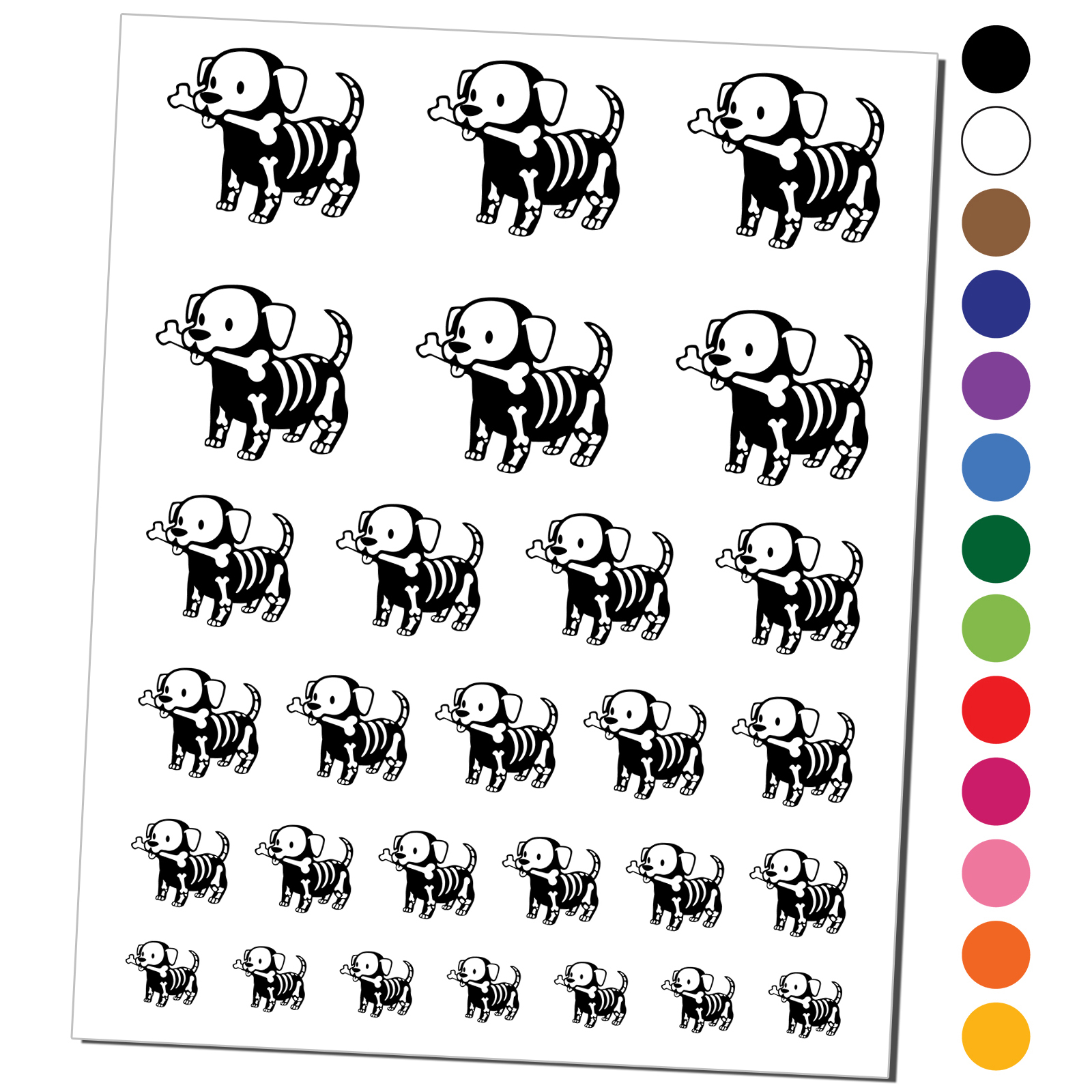 Halloween Puppy with Bone in Skeleton Costume Water Resistant Temporary ...