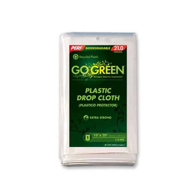 Perf Go Green DC1020 PE 10 x 20 ft. Green Plastic Painters Drop Cloth ...