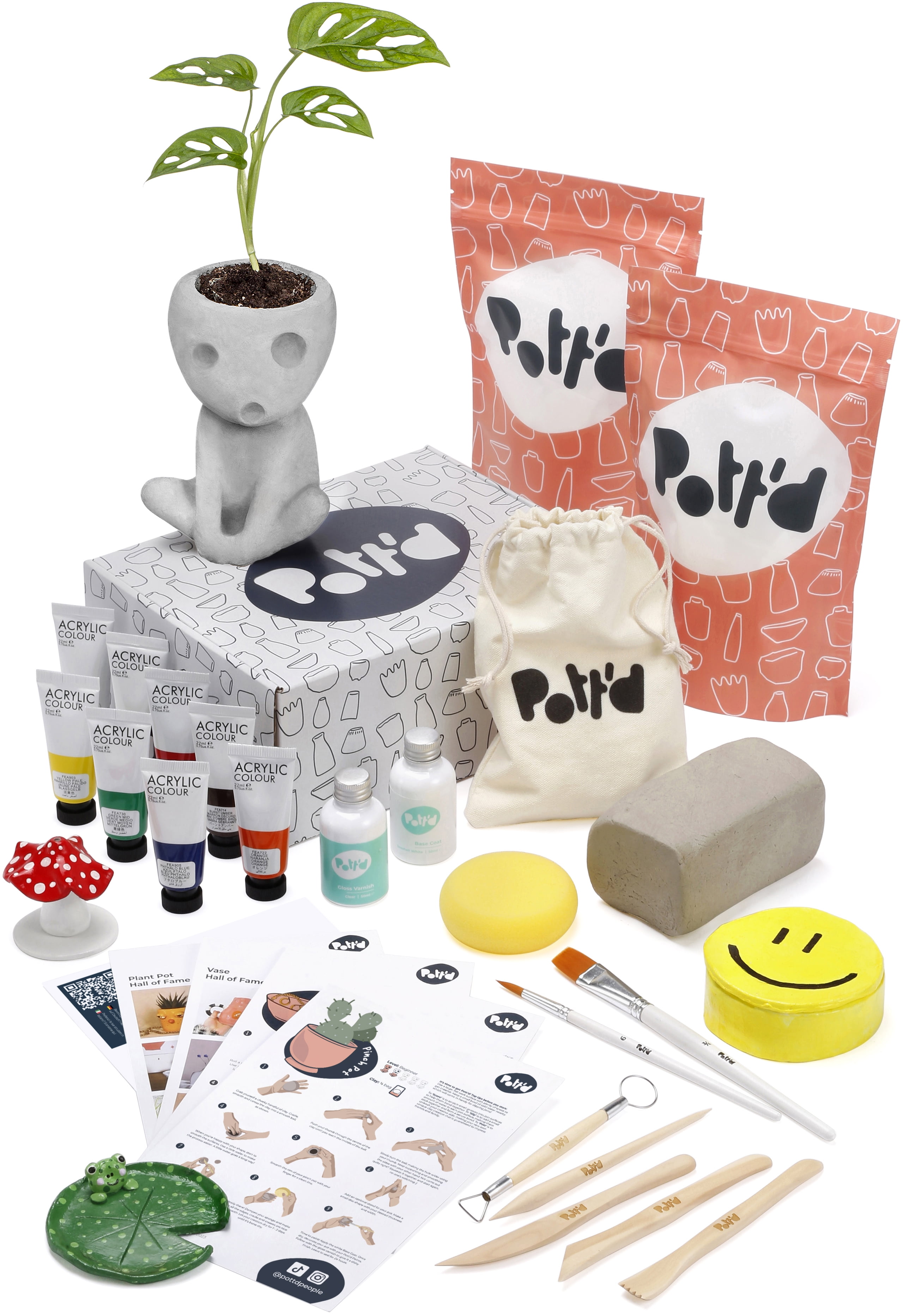 Pott'd Home Air-Dry Clay Pottery Kit for Beginners & Adults. Kit ...