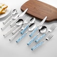 Ceramic Handle 304 Stainless Steel Fork and Spoon Set, Pearl Pattern ...