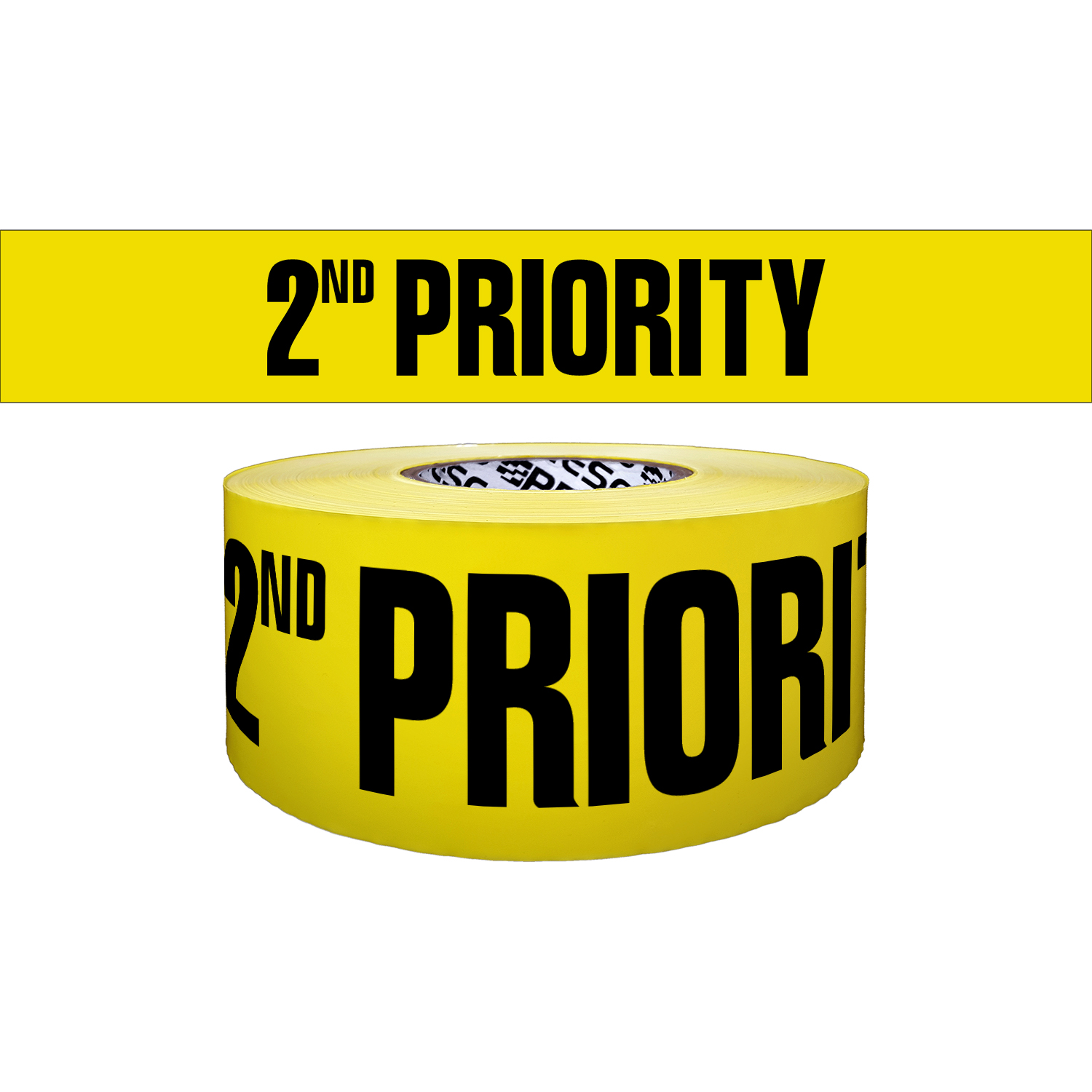 Presco Triage Printed Barricade Tape [4 mil thick]: 3 in. x 1000 ft. (Yellow with Black "2ND ...