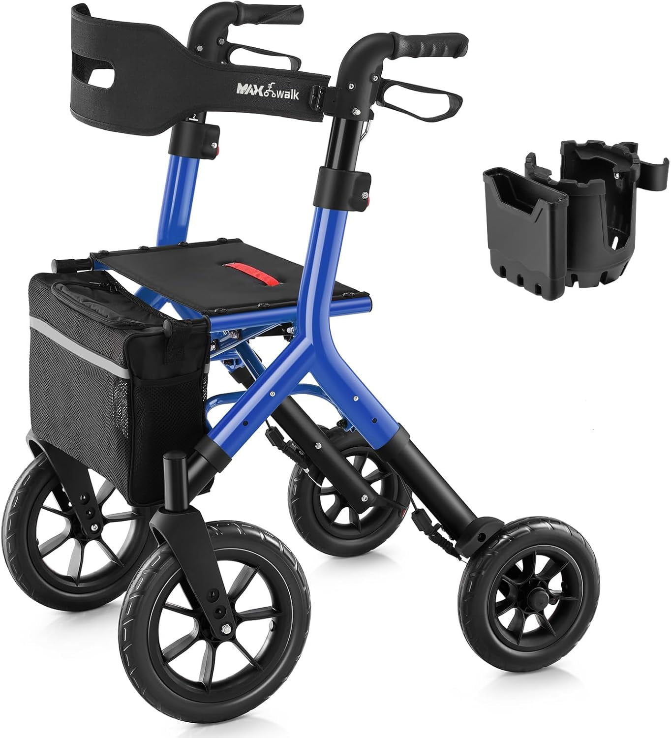 Rollator Walker with Seat, Tall Walkers for Seniors, 12" Big Rubber ...