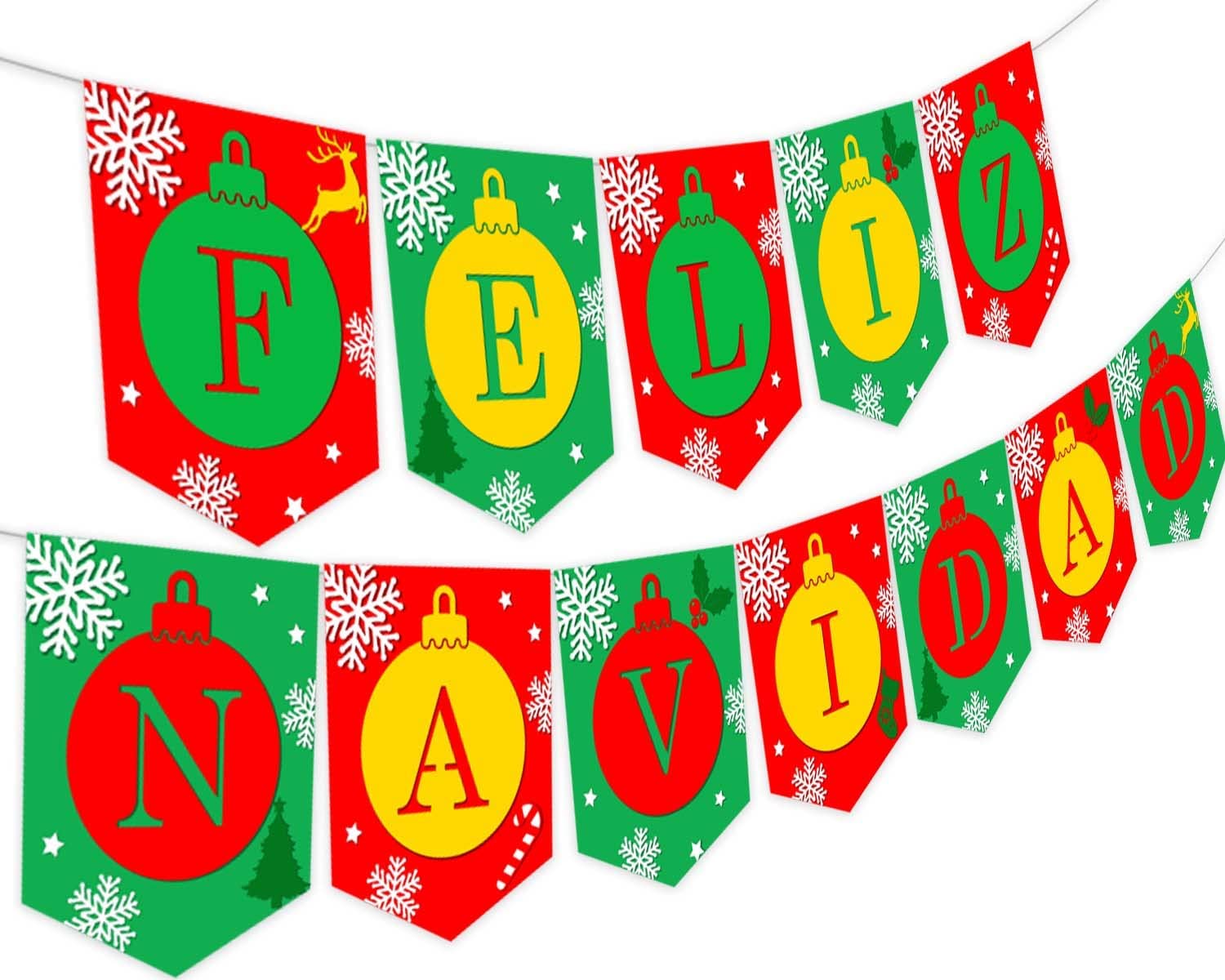 Feliz Navidad Banner, Red & Green Christmas Party Decorations, Mexican ...