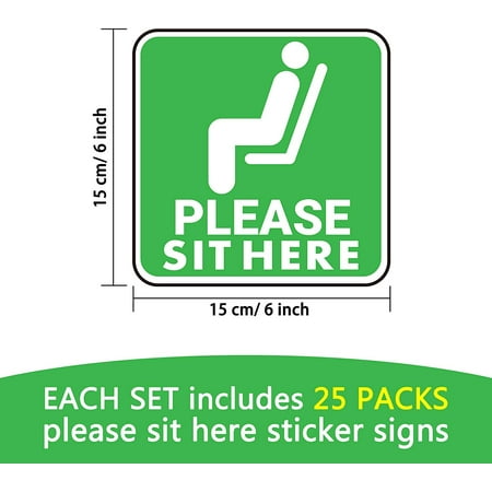 25 Pieces Please Sit Here Sticker Decal Sign, 6 Inch Maintain ...