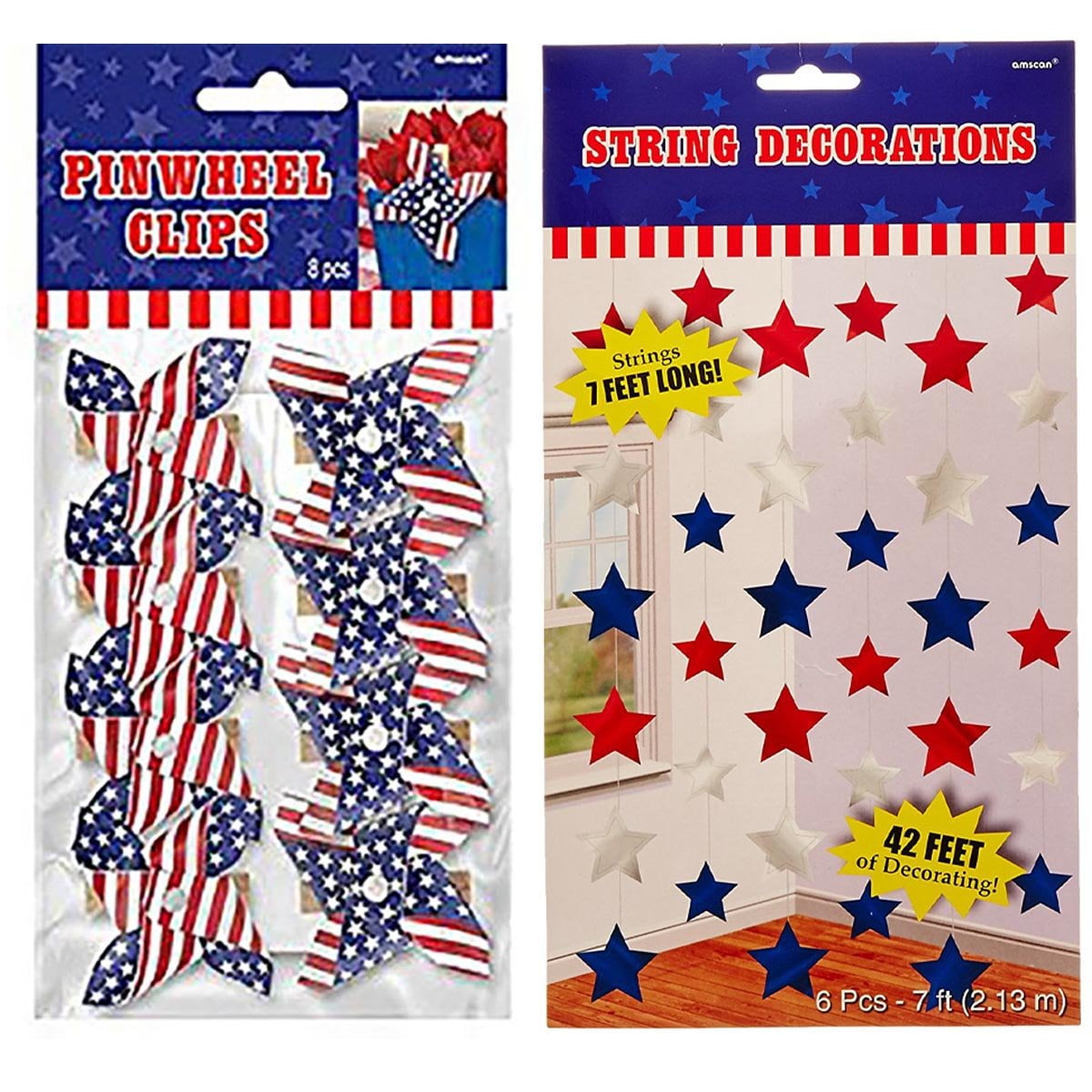Amscan Patriotic 4th Of July Pinwheel With Party Patriotic String