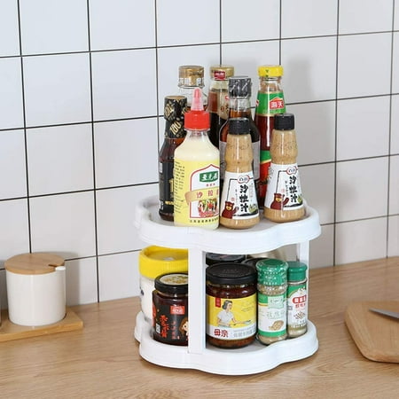 Turning tray Spices, 2 levels closet spice shelf storage kitchen ...