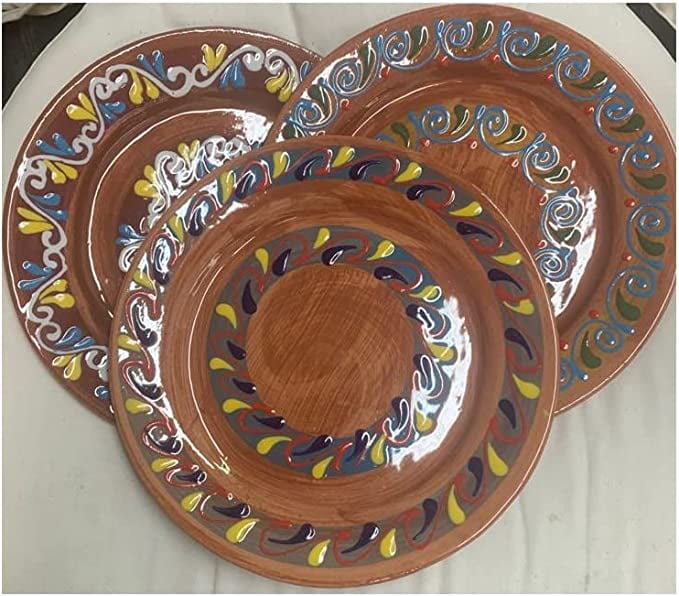 Set of 4 Made in Mexico 10" Small/Medium Mexican Dinner/Salad Clay ...
