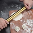 ReaNea Gold Rolling Pin 16.7" Stainless Steel Matte Roller Rolling Pin ...