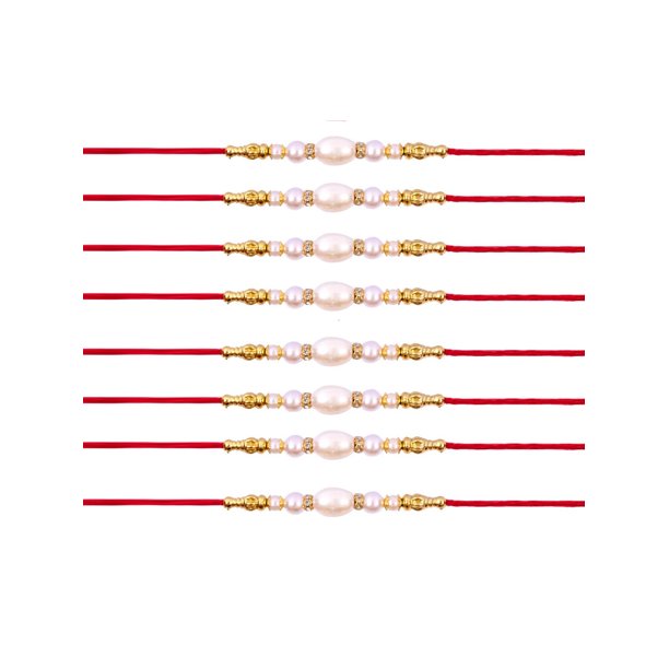 Crunchy Fashion Designer Moti Rakhi Set With Roli Chawal Tilak - Pack ...