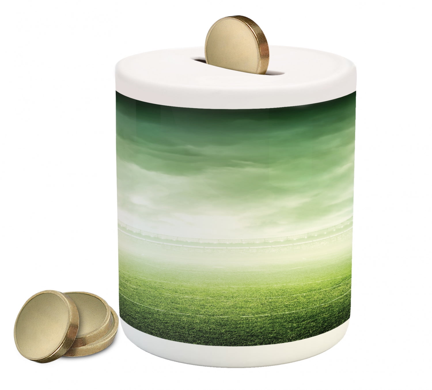 Soccer Piggy Bank, Pattern of Stadium at Night View Football Arena ...