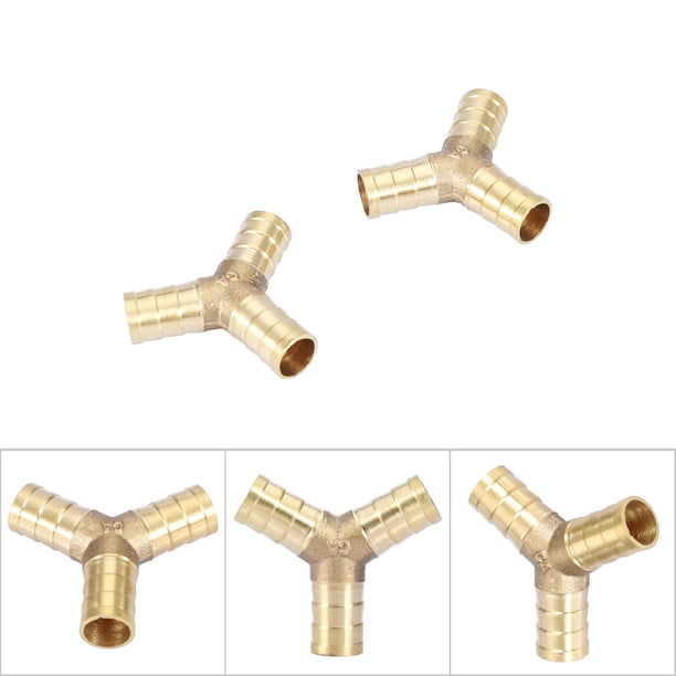 Brass Hose Barb 3 Way Tee Connector Adaptor For Fuel Air Water Gas Oil ...