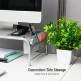 Mind Reader Metal Mesh Monitor Stand, Laptop Riser with 2 Compartments ...