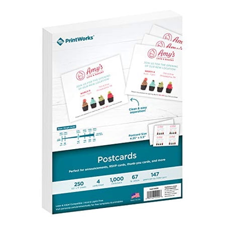 PrintWorks Heavyweight Printable Postcards for Mailings, Flashcards ...