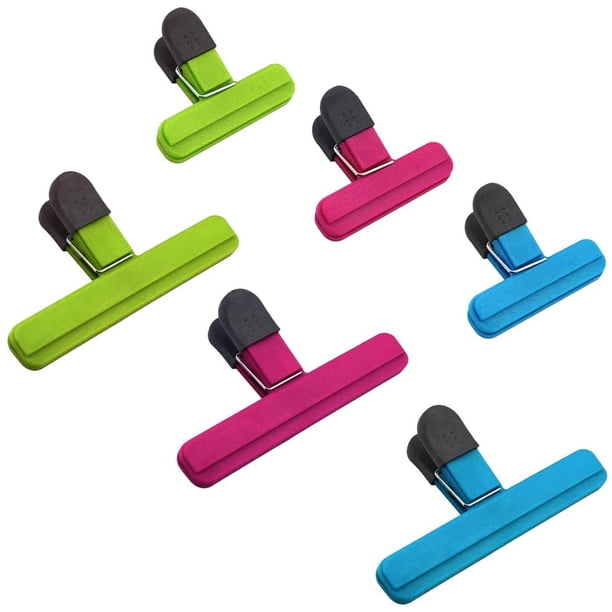 Pack of 6, Chip Bag Clips, Heavy Duty Food Clips (3 Large & 3 Small ...