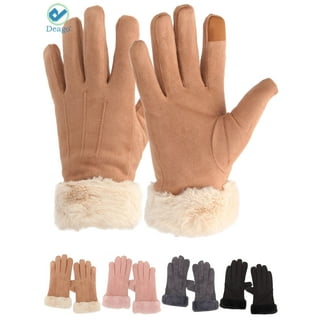 Men's Women's Warm Winter Fuzzy Cozy Gloves, Light Pink - Walmart.com