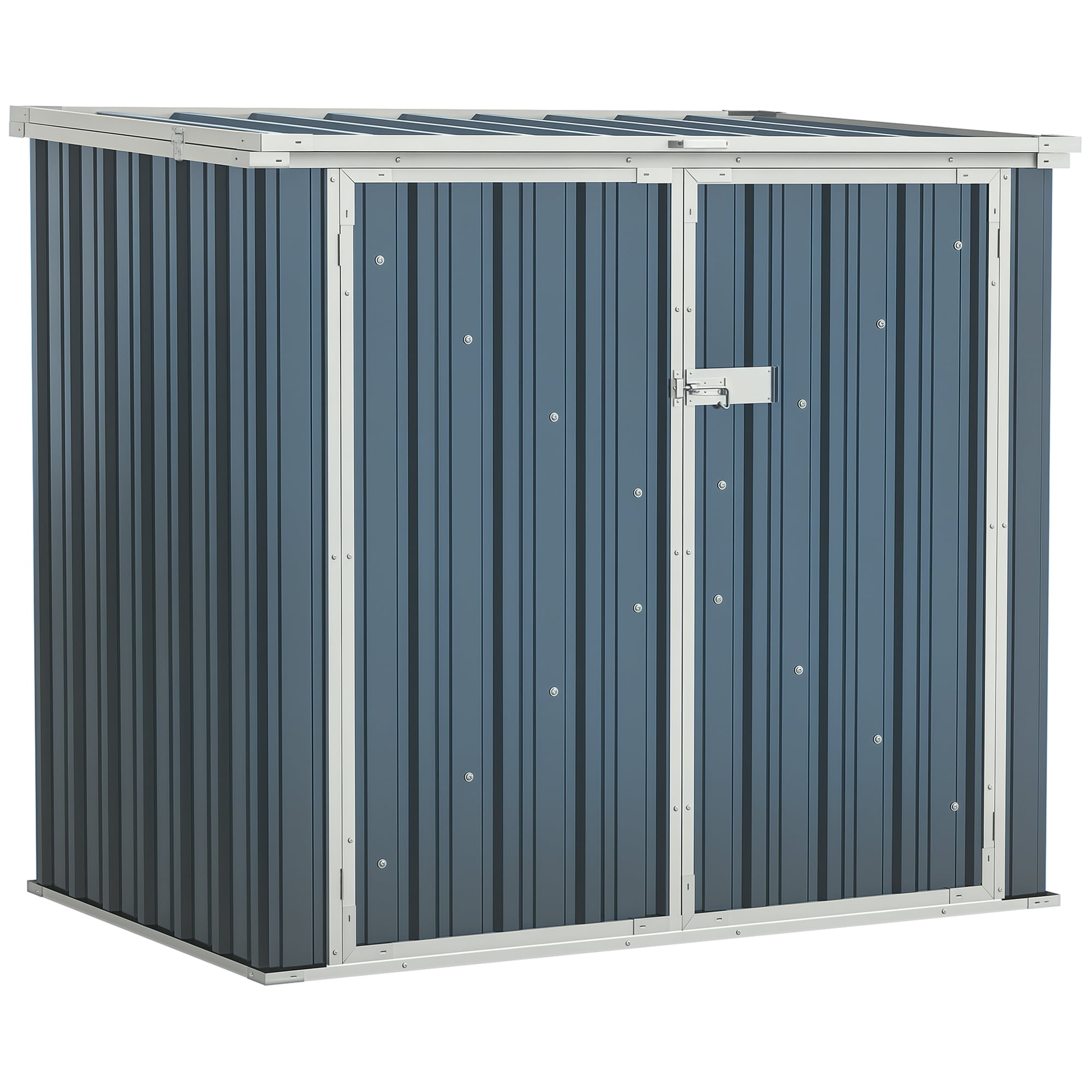 Outsunny 5ft X 3ft Garbage Bin Shed With Lockable Doors And Openable Lid 61 L X 33.9 W X 50-55.1 H