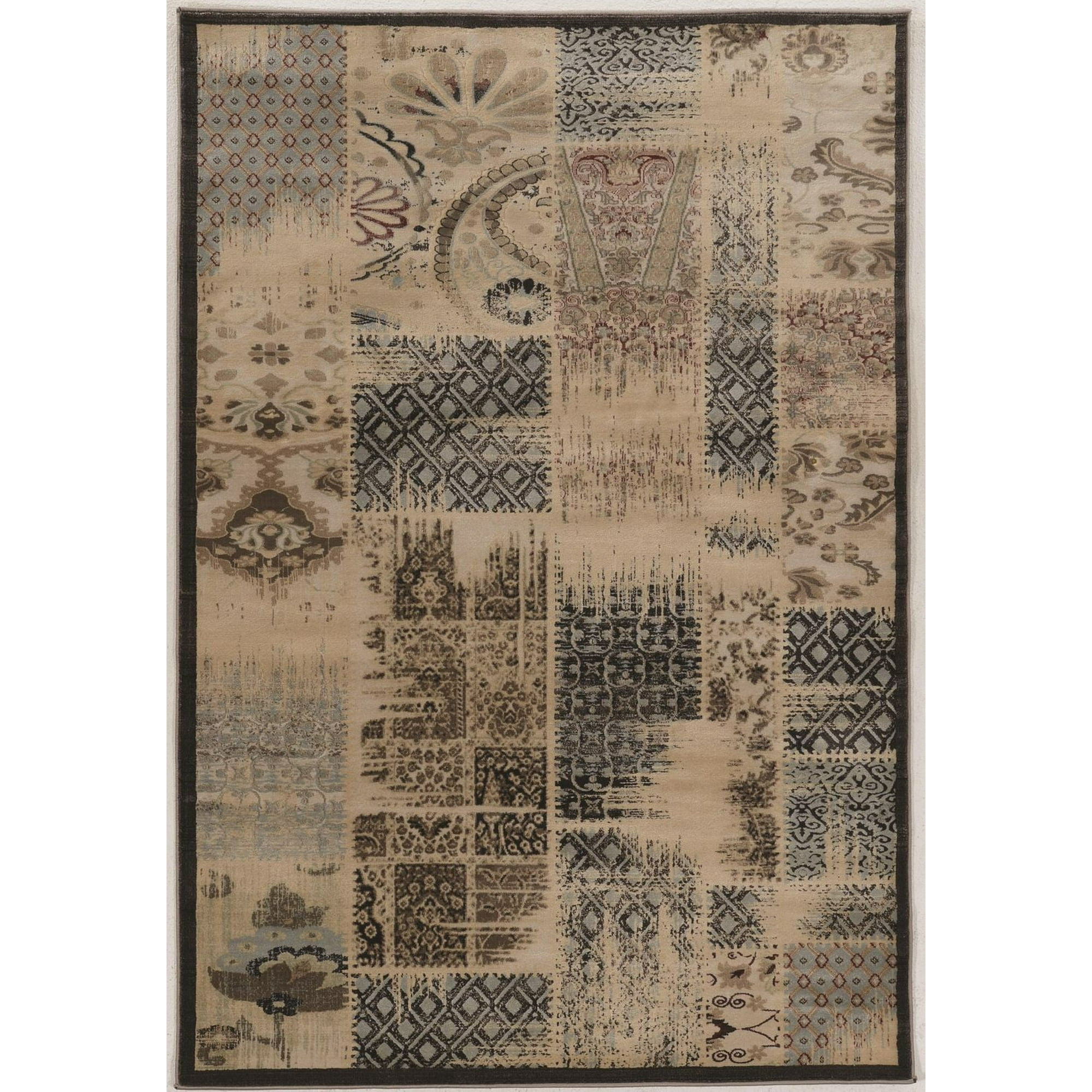 Click here for Linon Jewel Patchwork Beige & Blue 5 X 76 Area Rug... prices