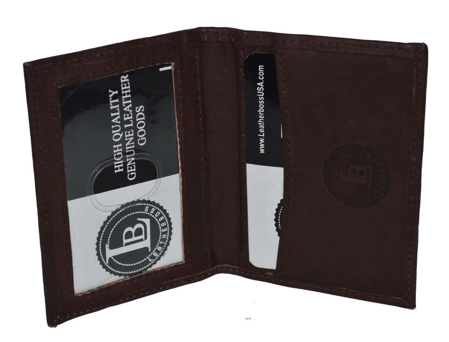 Leatherboss Genuine Leather Credit Card ID Holder Small Slim, Dark ...