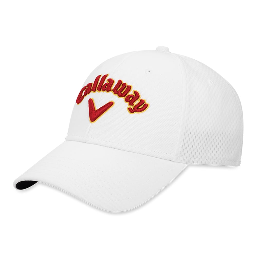 NEW Callaway CG Mesh Fitted Golf Hat White/Red/Yellow Sz Small/Medium ...