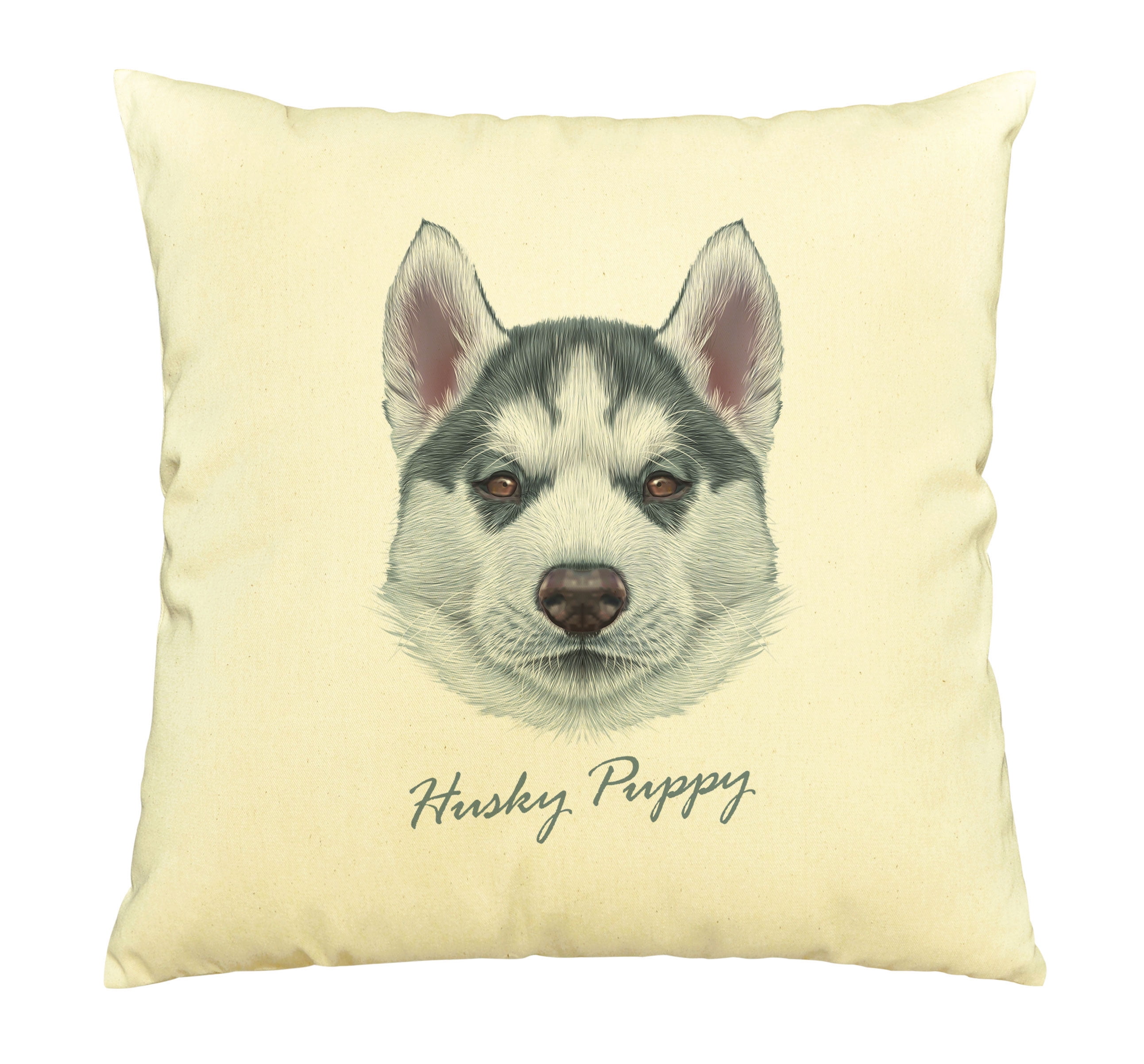 Portrait of Husky Puppy Printed Cotton Decorative Pillows Case VPLC_03 ...