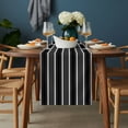 Black White Stripes Cotton Linen Table Runner Modern Minimalist Ink ...