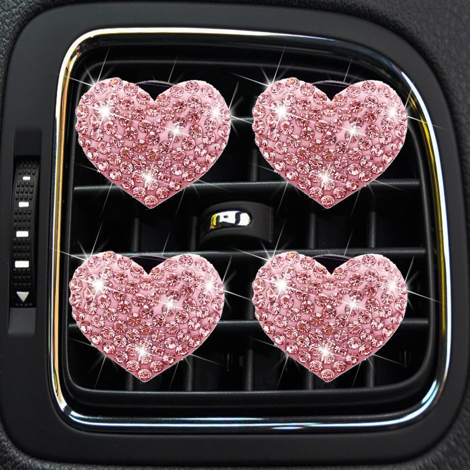 4 Packs Bling Bling Car Fragrance Crystal Heart Car Diffuser Air ...