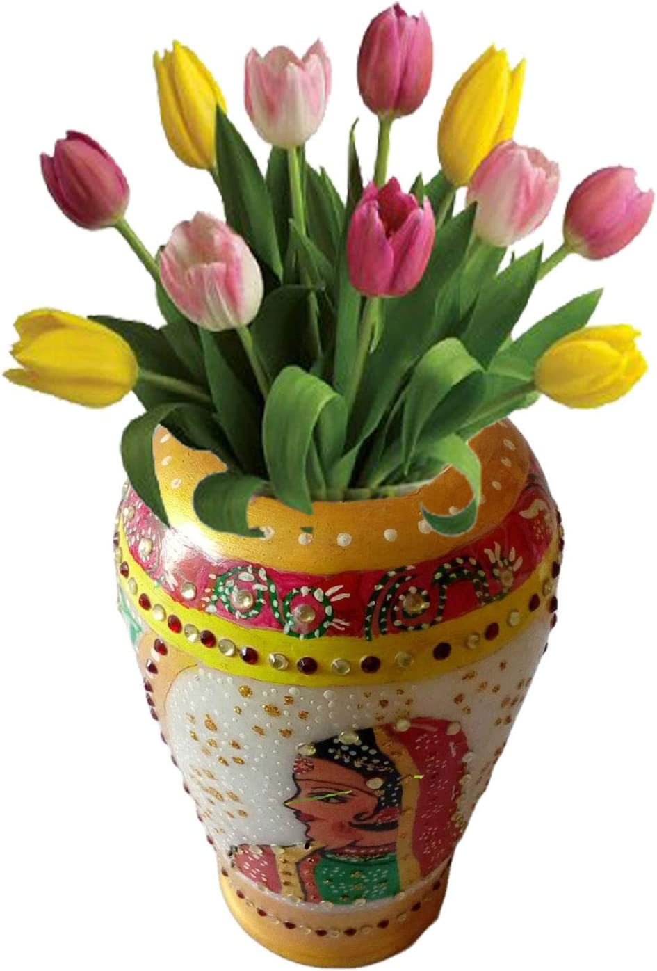 India Meets India Handicraft Flower Vase with Antique Design Decorative ...