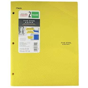 Five Star 2-Pocket Stay-Put Plastic Folder with Poly Pronged Fasteners ...
