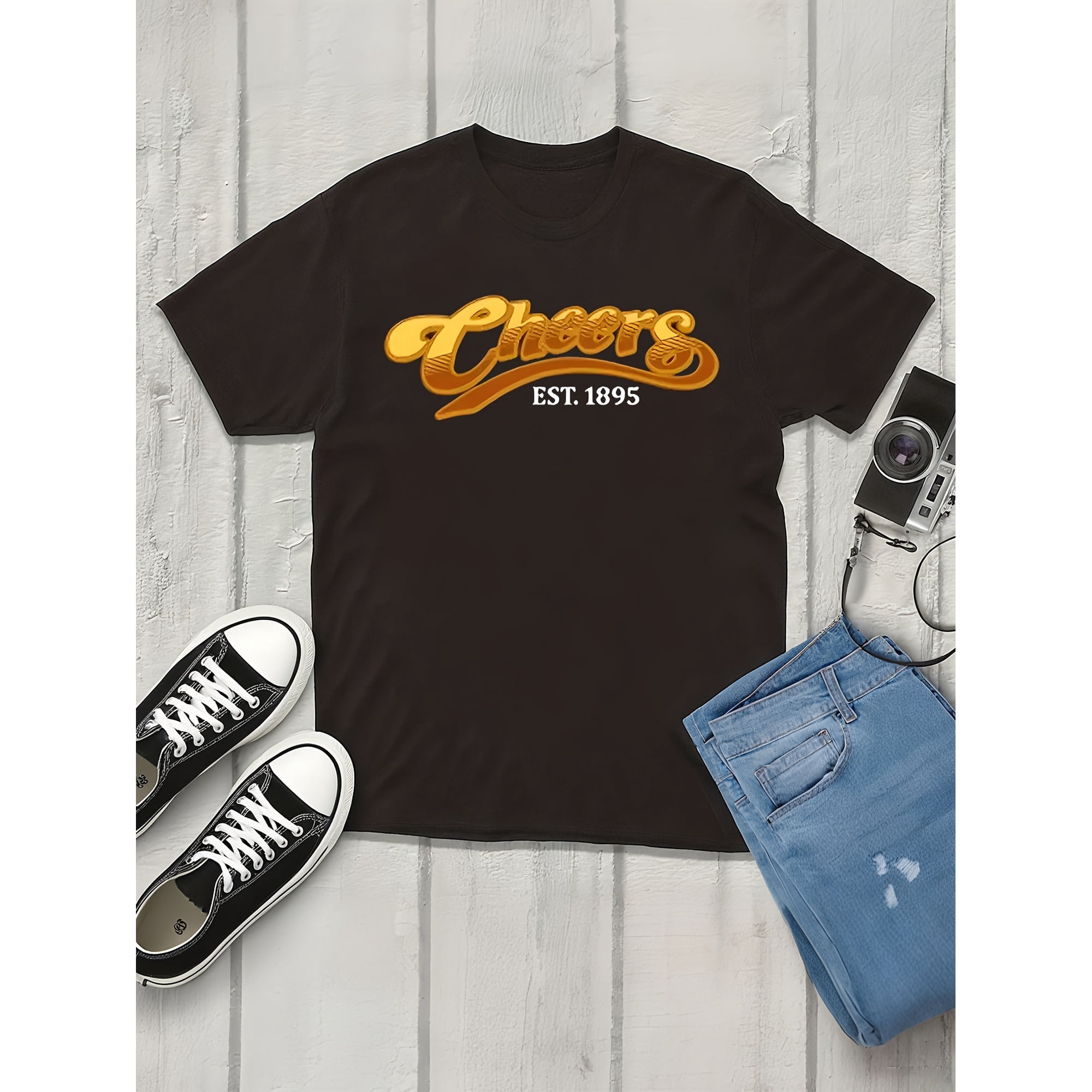 Click here for Yingd Mens Vintage Cheers Est. 1895 Graphic Tee He... prices