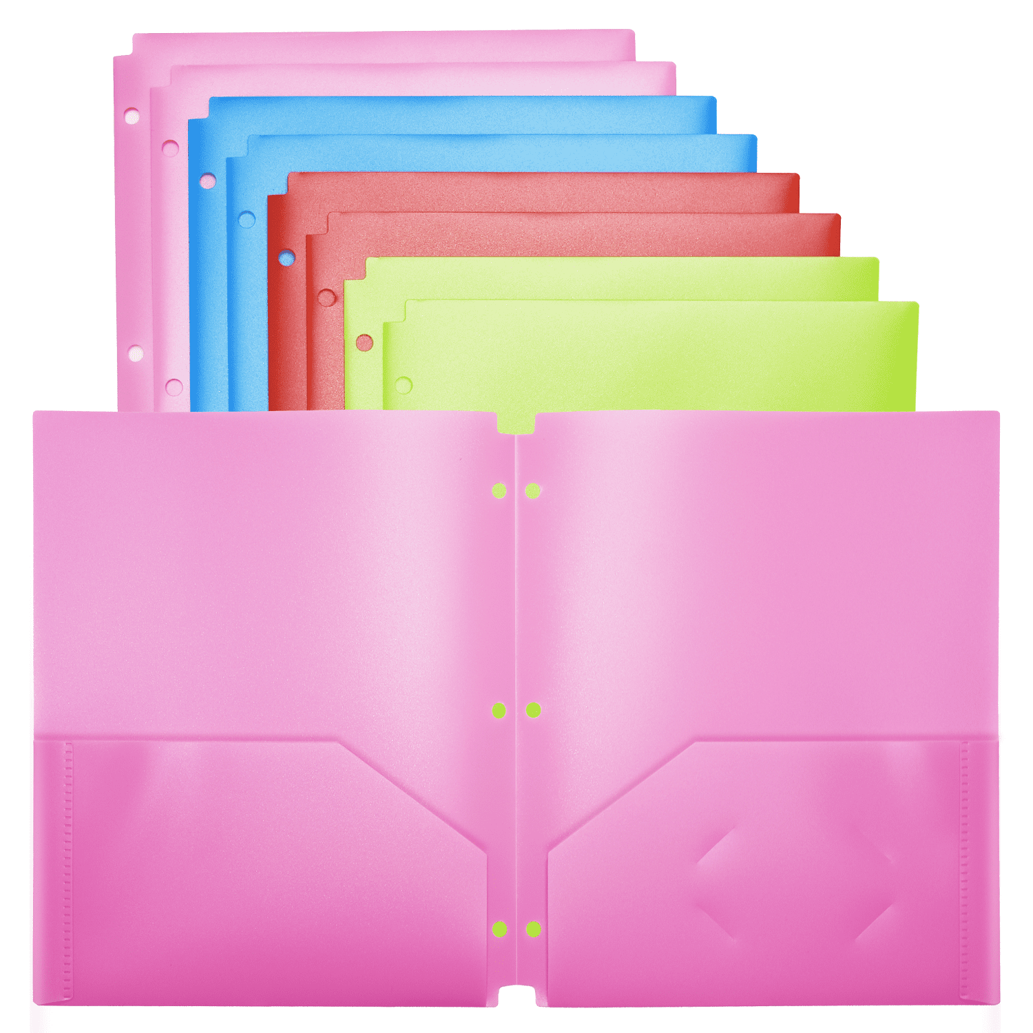 RYWESNIY Plastic Folders with Pockets, 3 Hole Punch School Folders for ...
