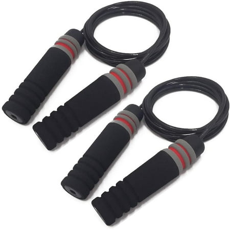 2 Pack Jump Rope for Fitness and Workout, Comfortable Foam Handle ...