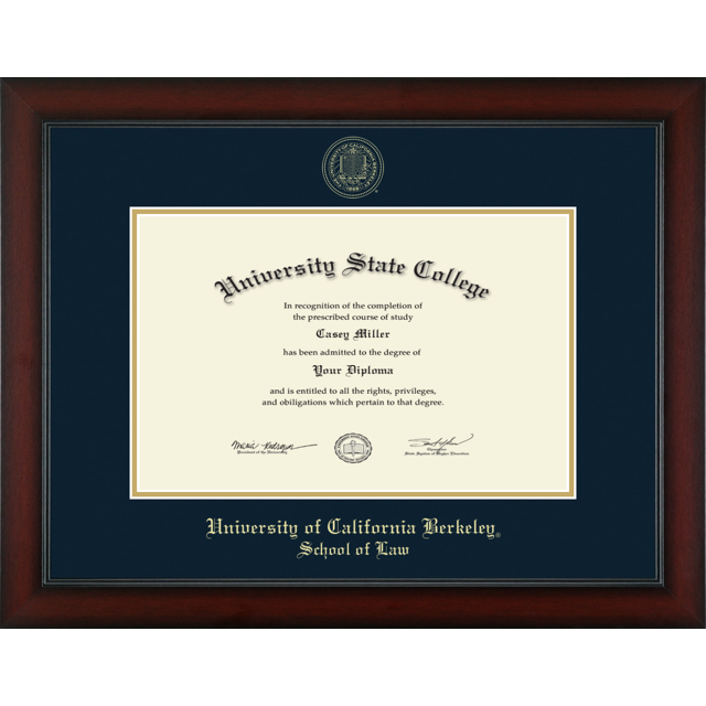 University of California Berkeley School of Law Diploma Frame, Document ...