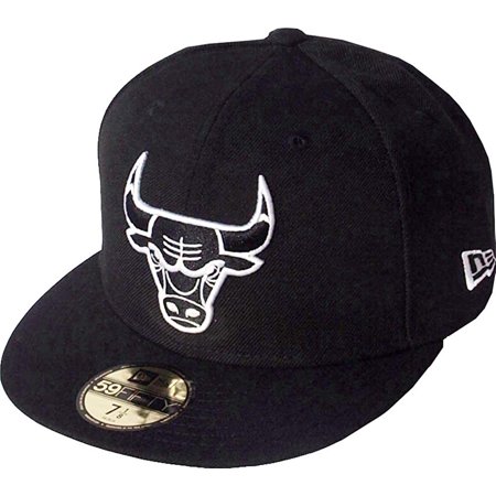XGBB Chicago Bulls Black White Logo Cap 59fifty 5950 Fitted NBA Limited ...