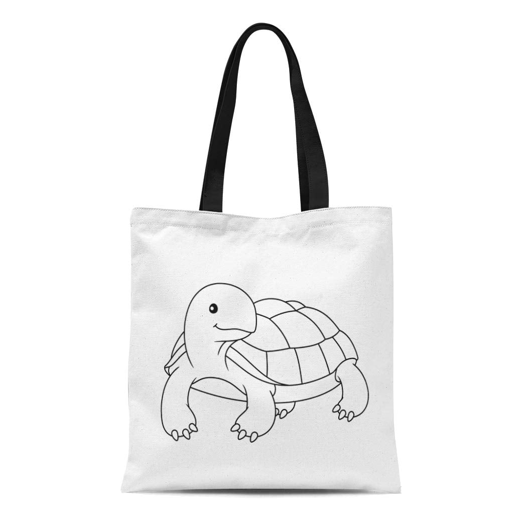 JSDART Canvas Tote Bag Black and White Cute Cartoon Turtle Coloring ...