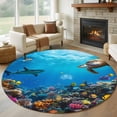 6ft Round Rug Turtle Area Rugs for Living Room Bedroom Washable Non ...