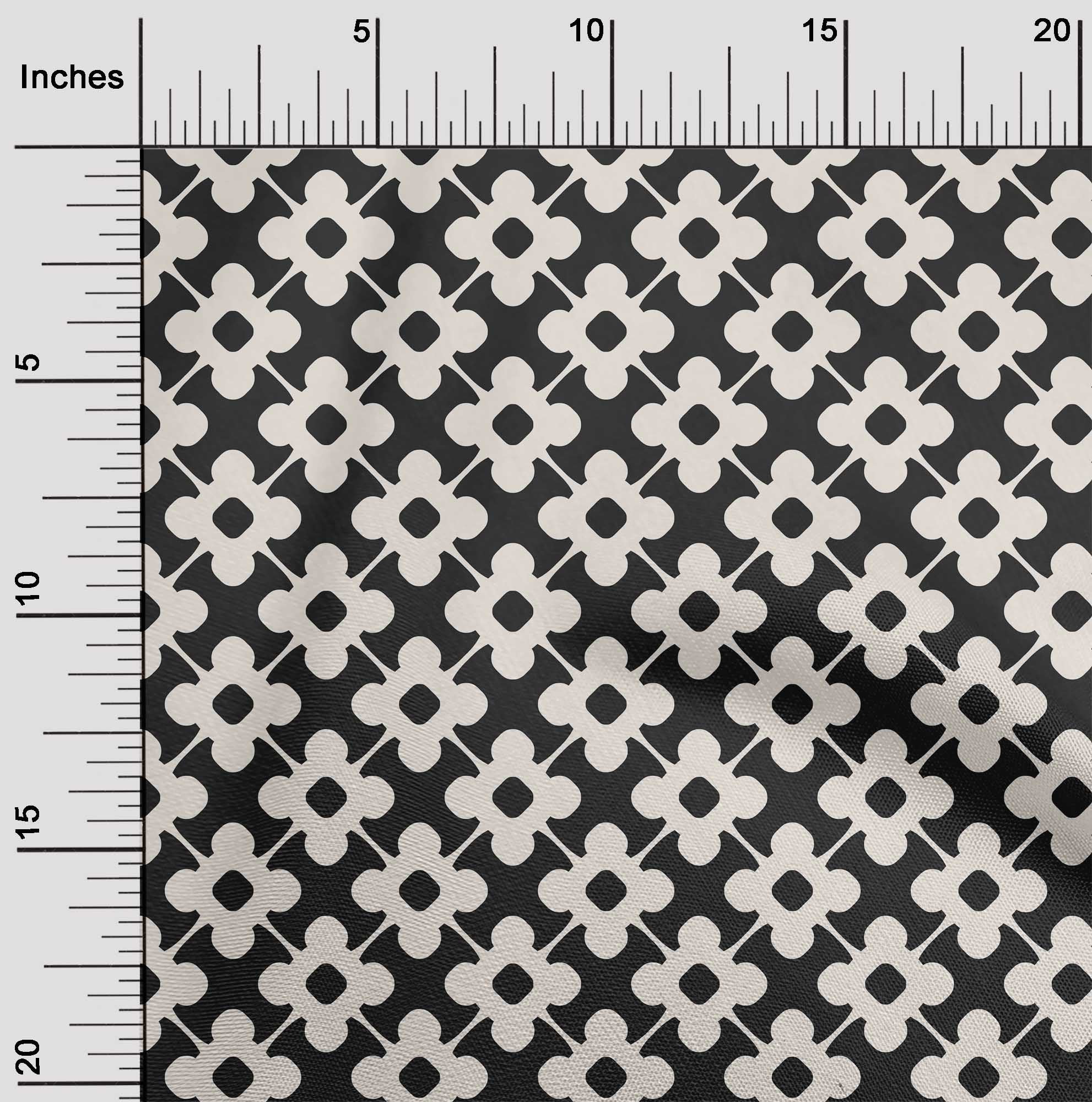 oneOone Georgette Viscose Black2 Fabric Floral & Tiles Moroccan Diy ...