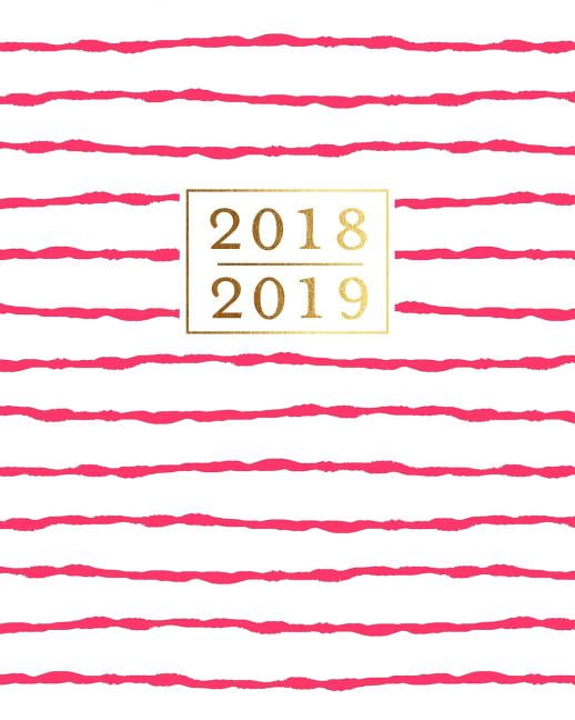 2018 - 2019 Weekly Planner: Simple Hot Pink Stripe 16 Month Agenda Book ...