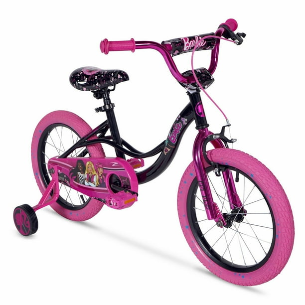 Barbie GRLPOWER 16" Vélo avec des roues d'entraînement, noir et rose ...