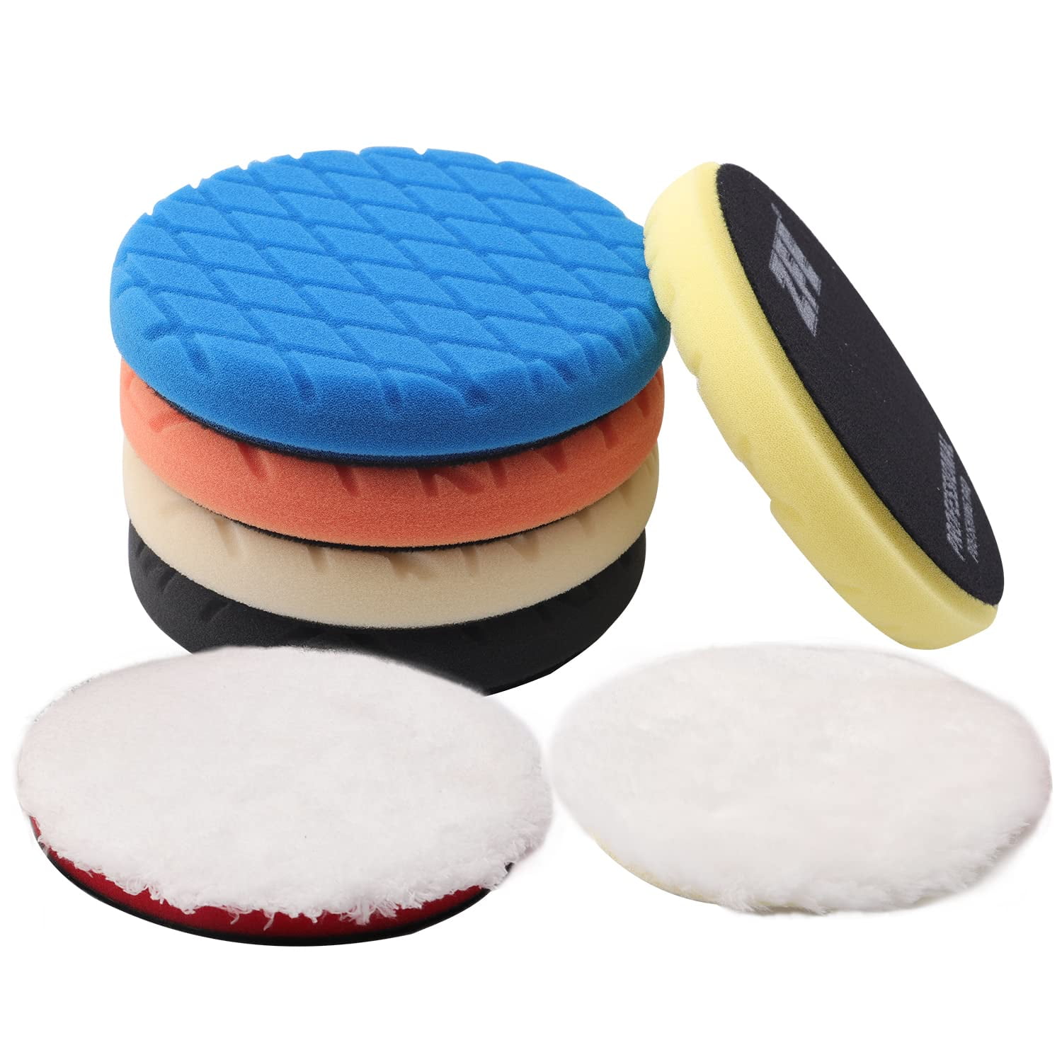 Buffing Polishing Pads, ZFE 7Pcs 6"(150mm) Waffle Foam Buffing Pads ...