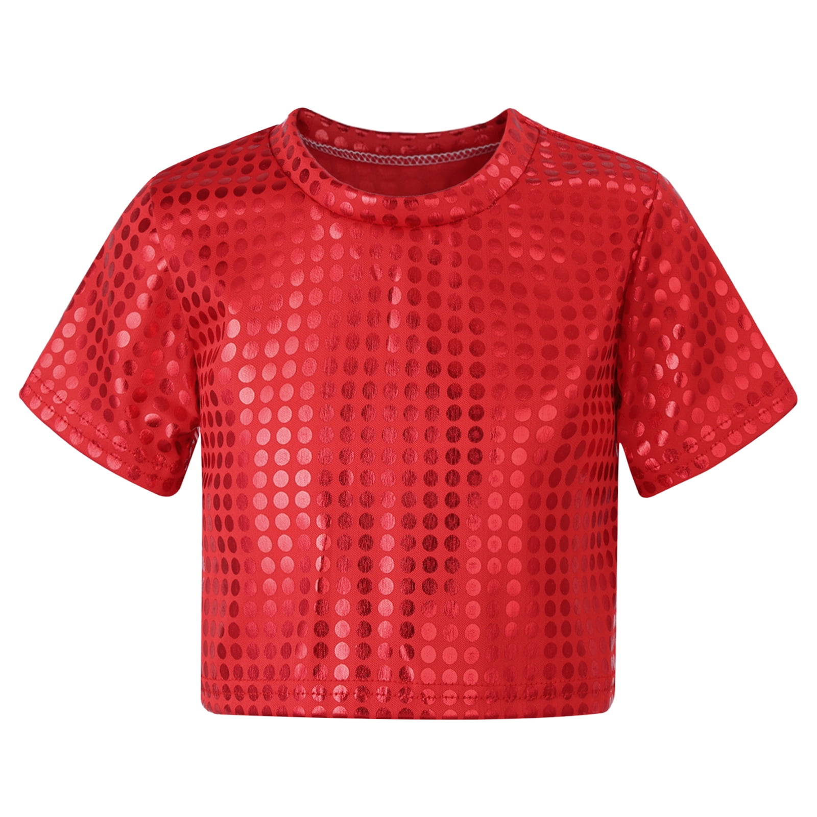 MSemis Girls Boys Sequins Dance Crop Top Street Dance T-Shirt - Walmart.com