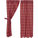 VHC Brands Rustic Red Plaid Living Room Drapes Window Check Curtain ...